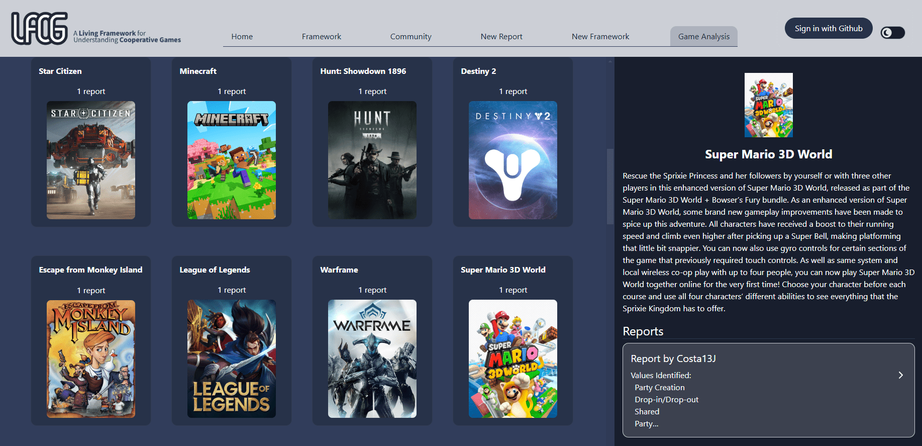 Living Framework for Cooperative Games | LASIGE